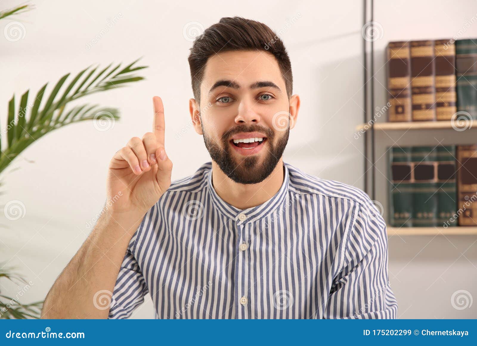 Young Man Using Video Chat at Home, View from Web Camera Stock Image ...