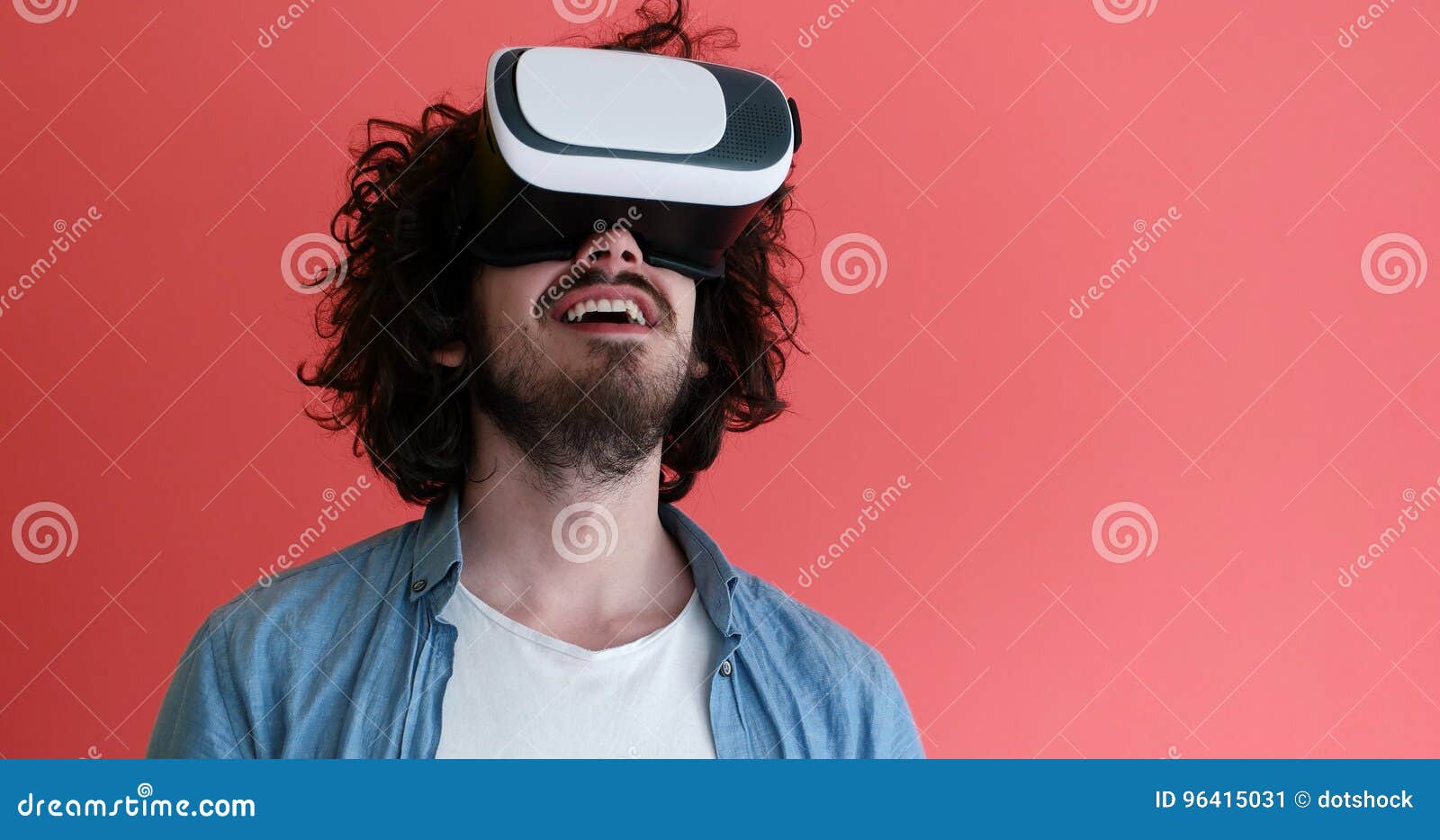 Young Man Using VR Headset Glasses of Virtual Reality Stock Image ...