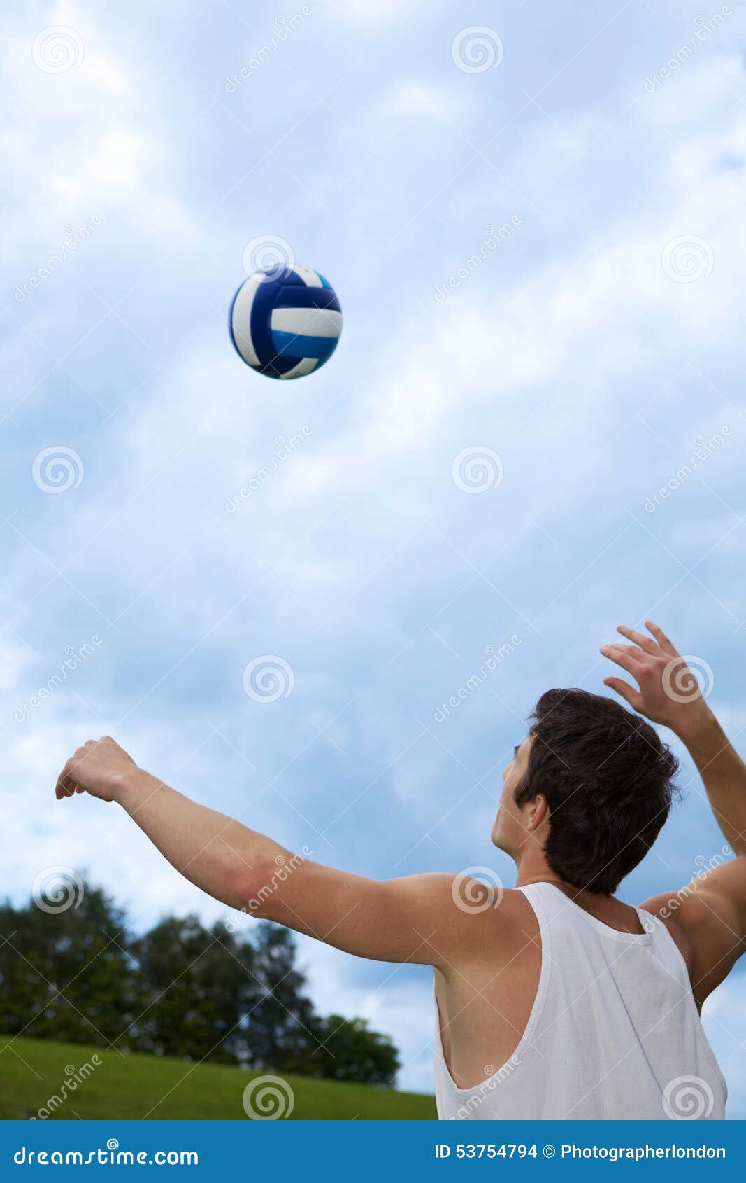 Young Man with Valleyball in Park Stock Photo - Image of active, fresh ...