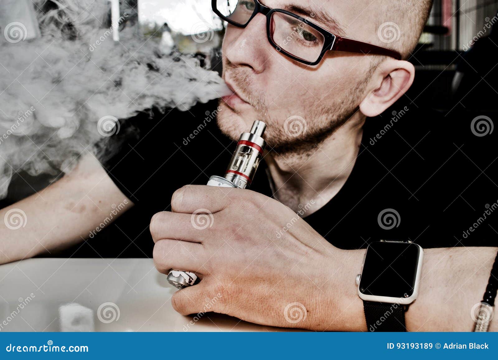 Young man vaping stock image. Image of human, drugs, addict - 93193189