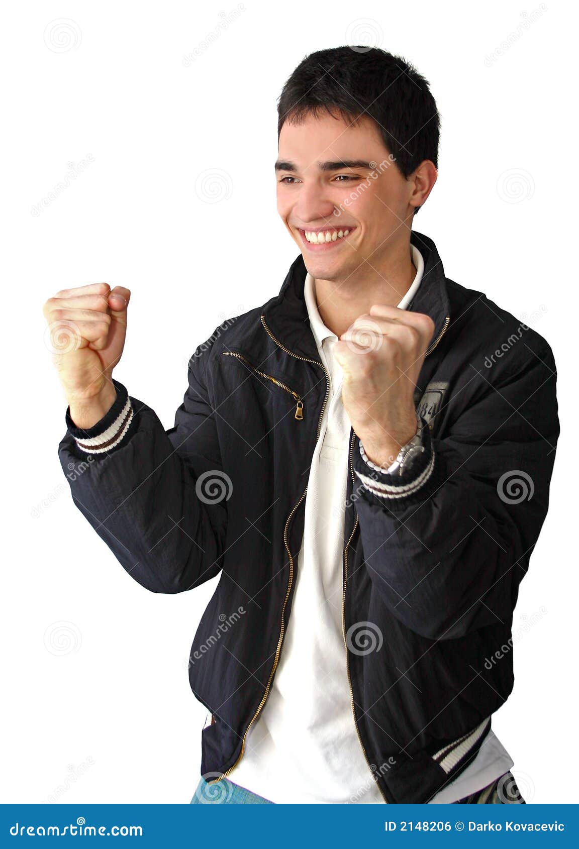 Young man very happy stock photo. Image of posing, technology - 2148206