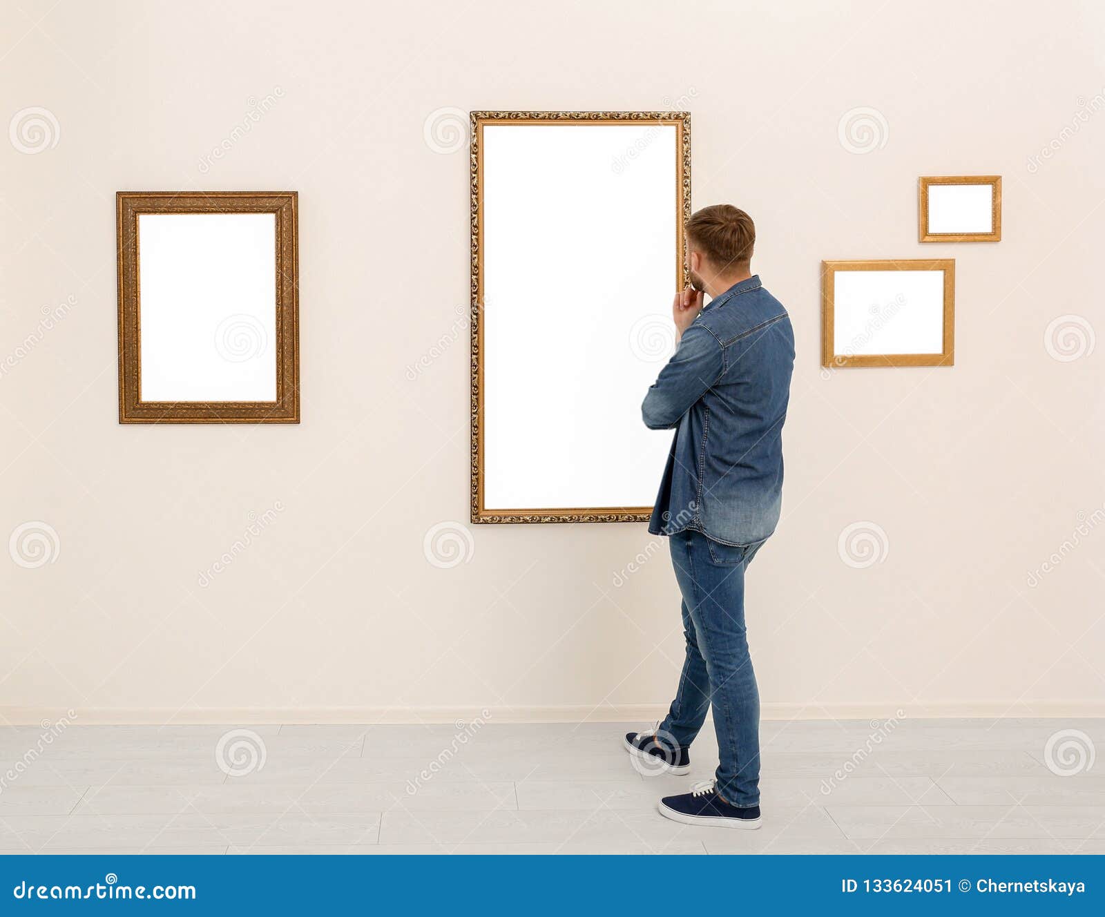 Young Man Viewing Exposition Stock Image - Image of interior, leisure ...