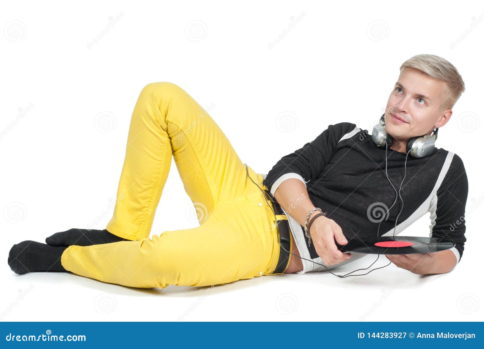 Young Man with Vinyl Record Stock Image - Image of studio, equipment ...