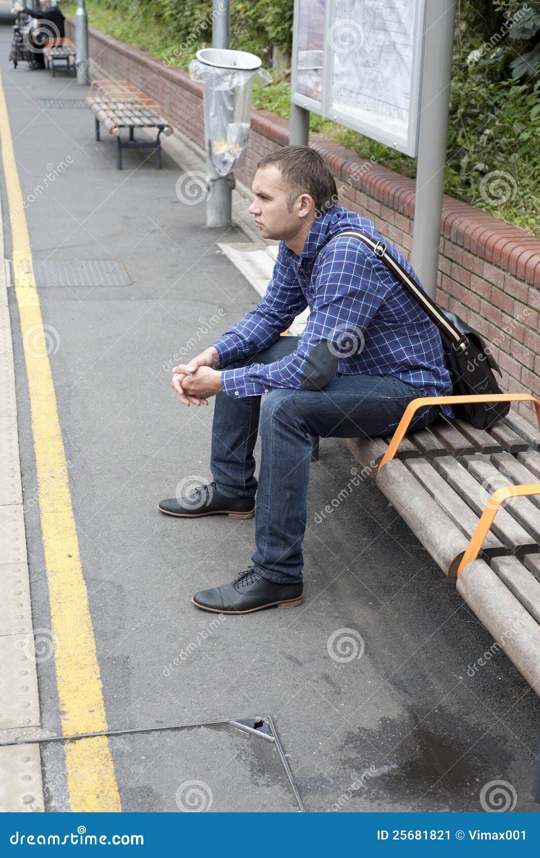 Young man waiting train stock image. Image of platform - 25681821