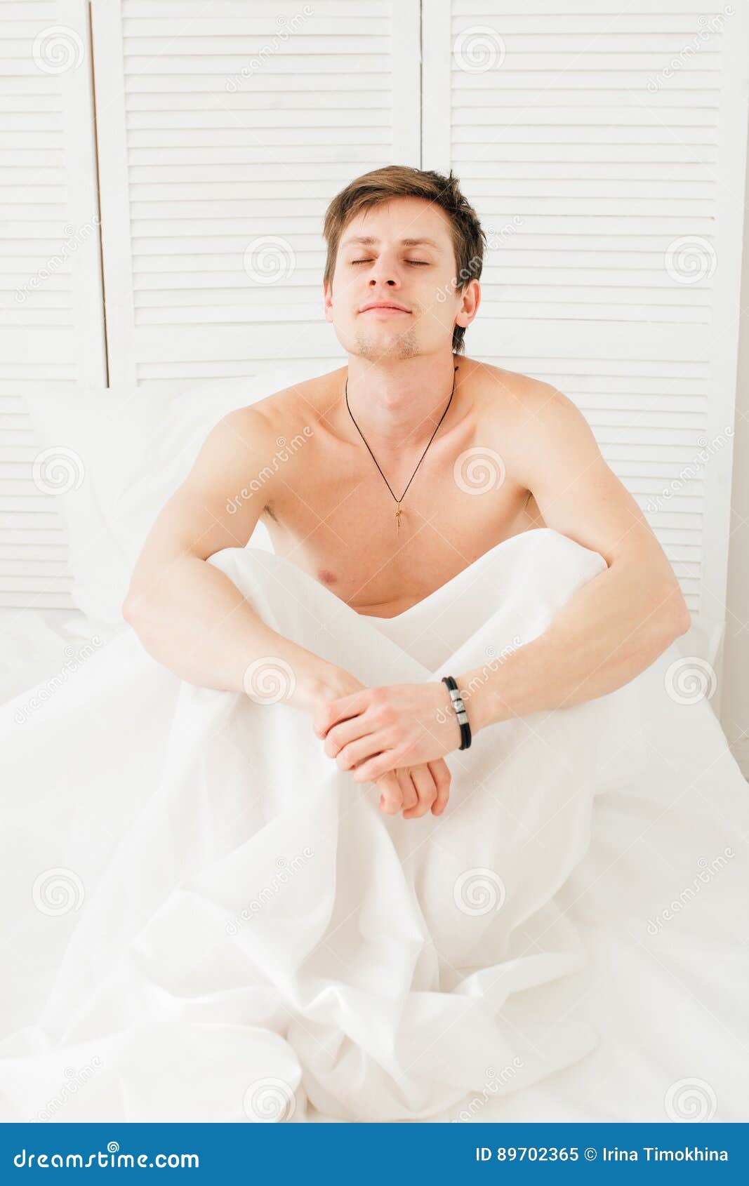 Young Man Wakes Up in the Morning Stock Image - Image of wake, home ...