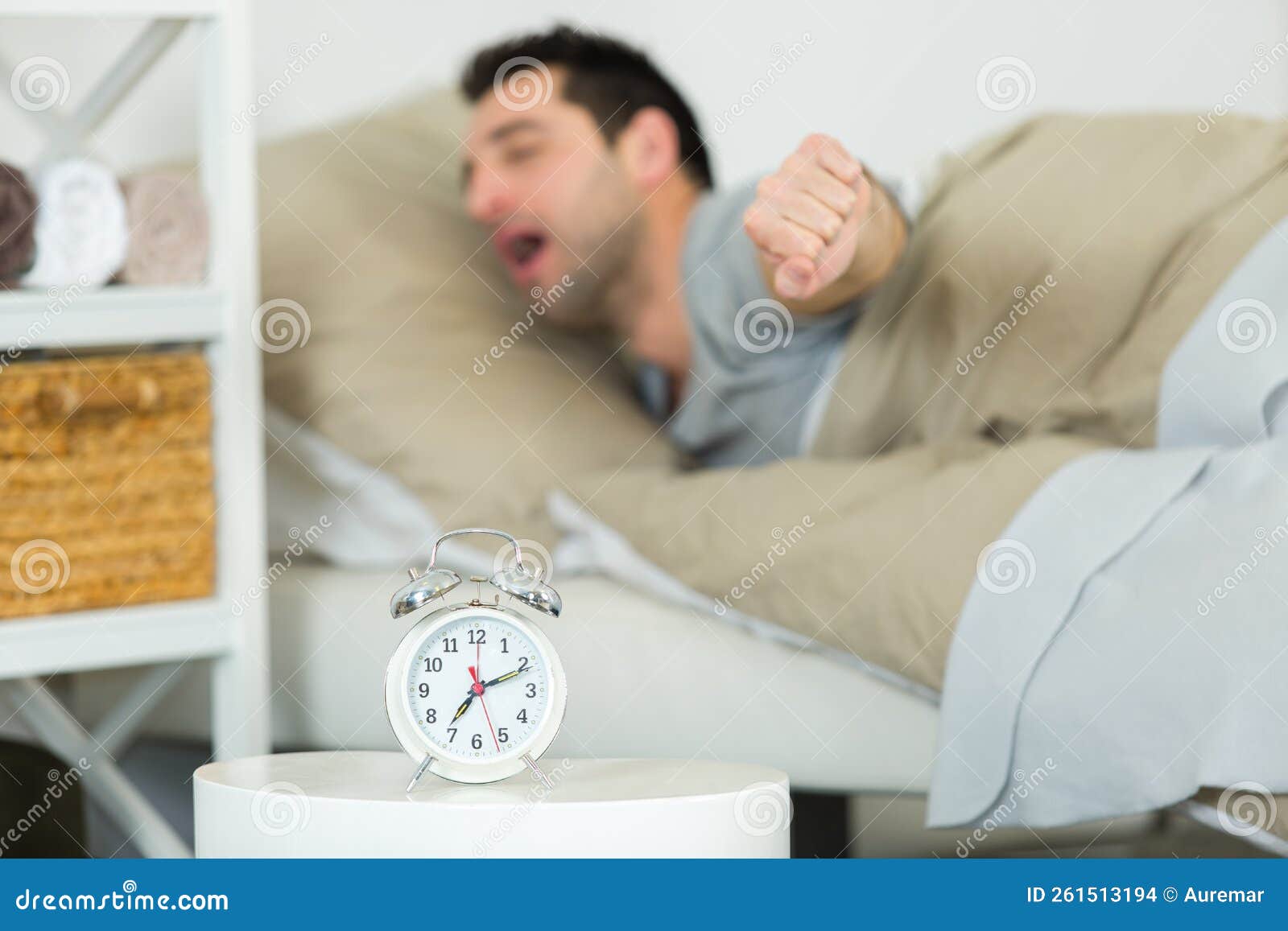 Young Man Waking Up Fully Rested Stock Photo - Image of lazy, table ...