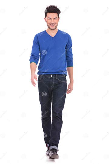 Young Man Walking Forwards Towards the Camera Stock Image - Image of ...