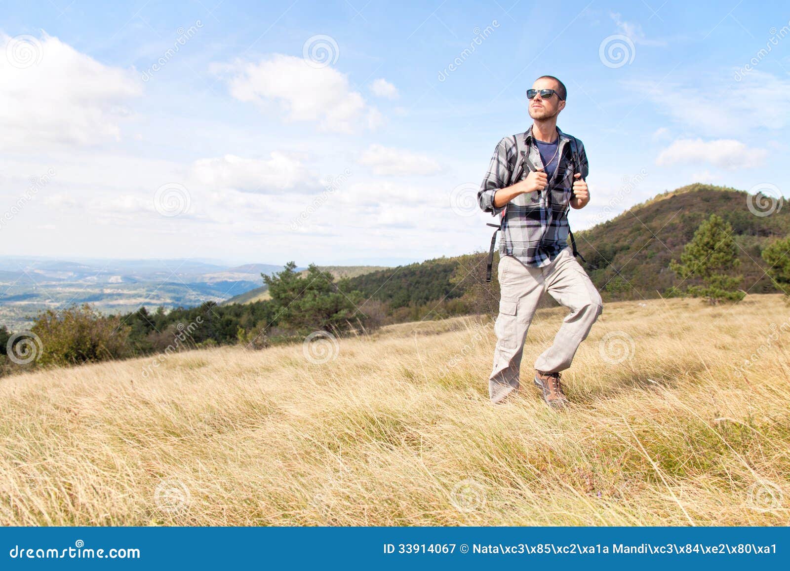Young Man Walking in Nature Stock Image - Image of backpacker ...