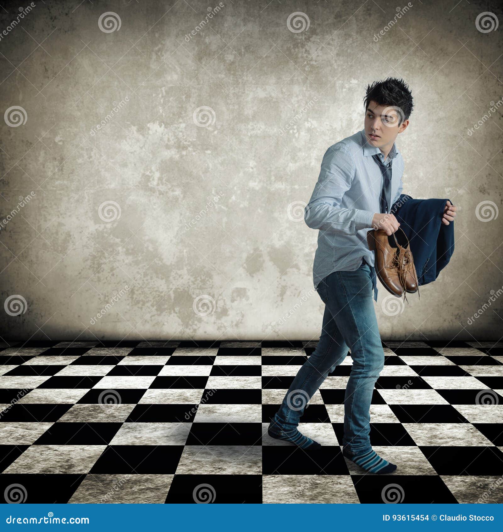 Young Man Walking by Stealth Stock Photo - Image of walk, steal: 93615454