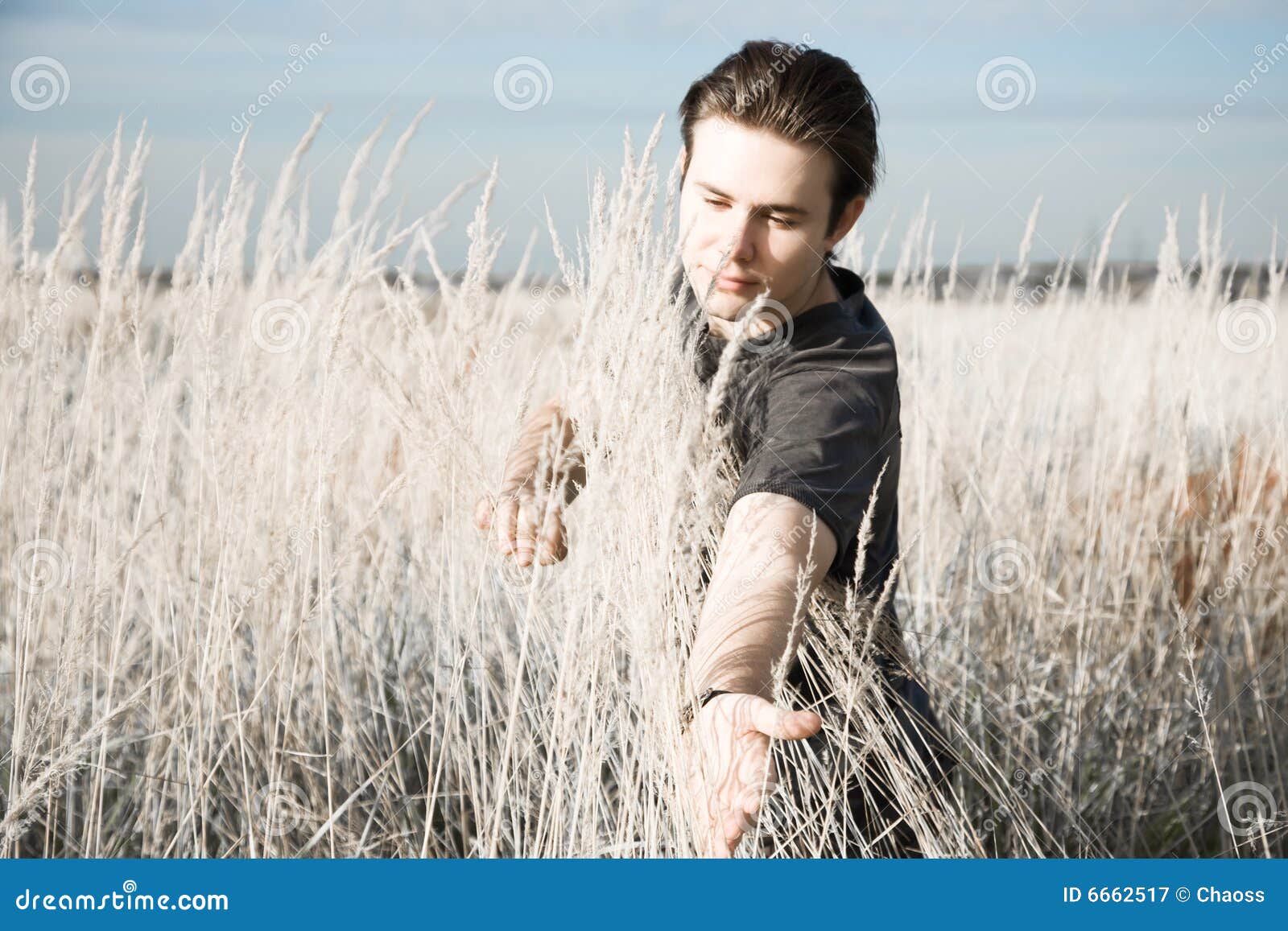 Young Man Walking on a Summer Field Stock Image - Image of agriculture ...