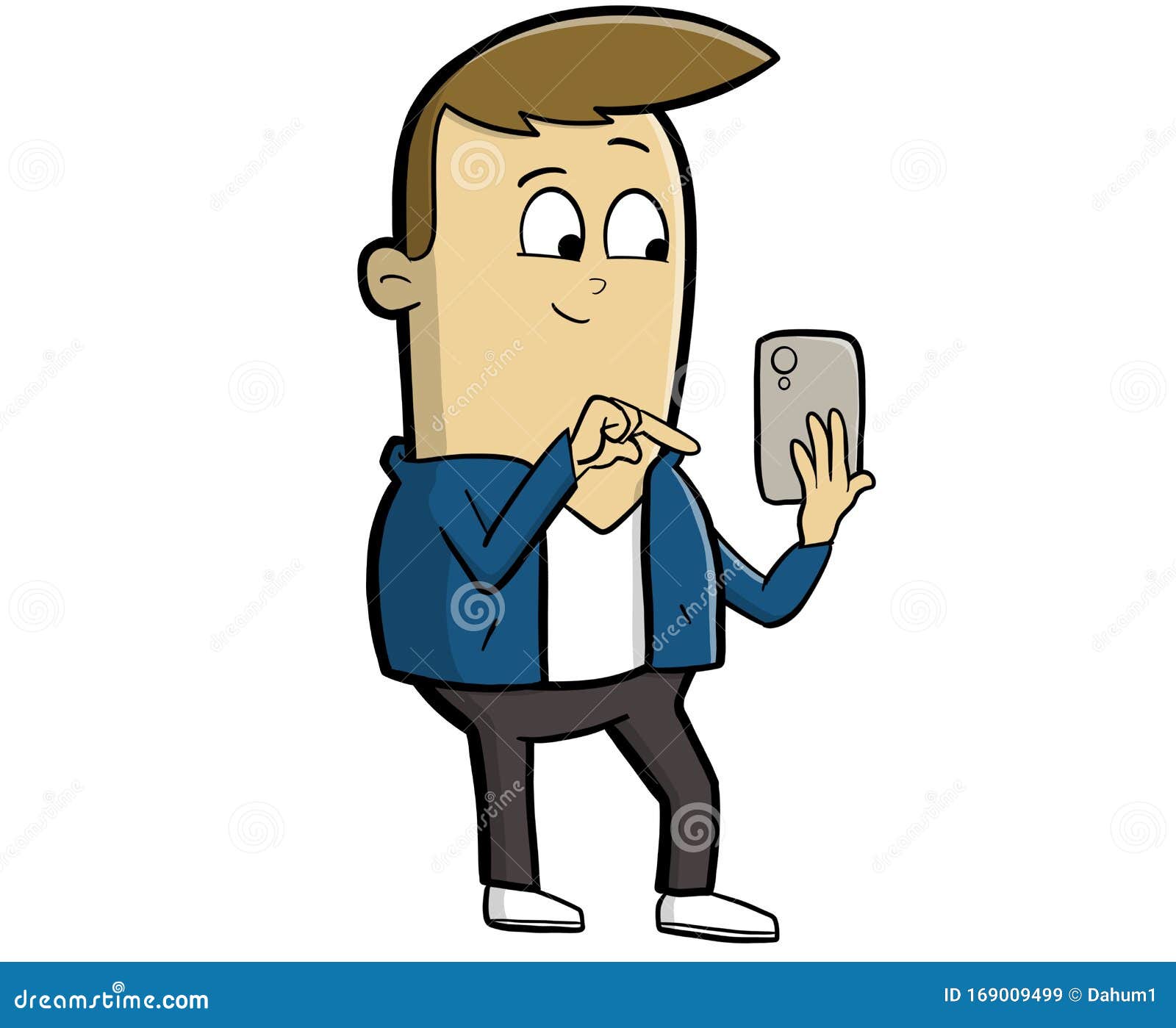 A Young Man Walking and Texting on His Phone Stock Illustration ...