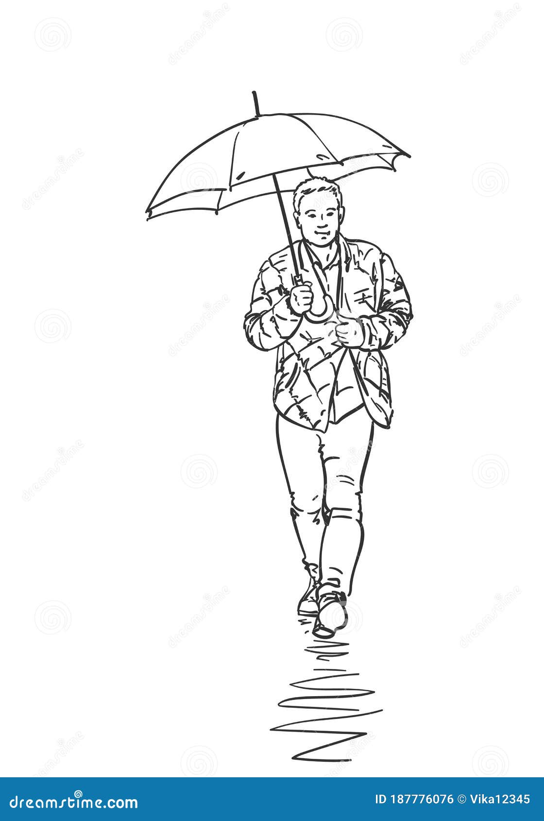 Umbrella Hand Drawn Sketch Vector Illustration