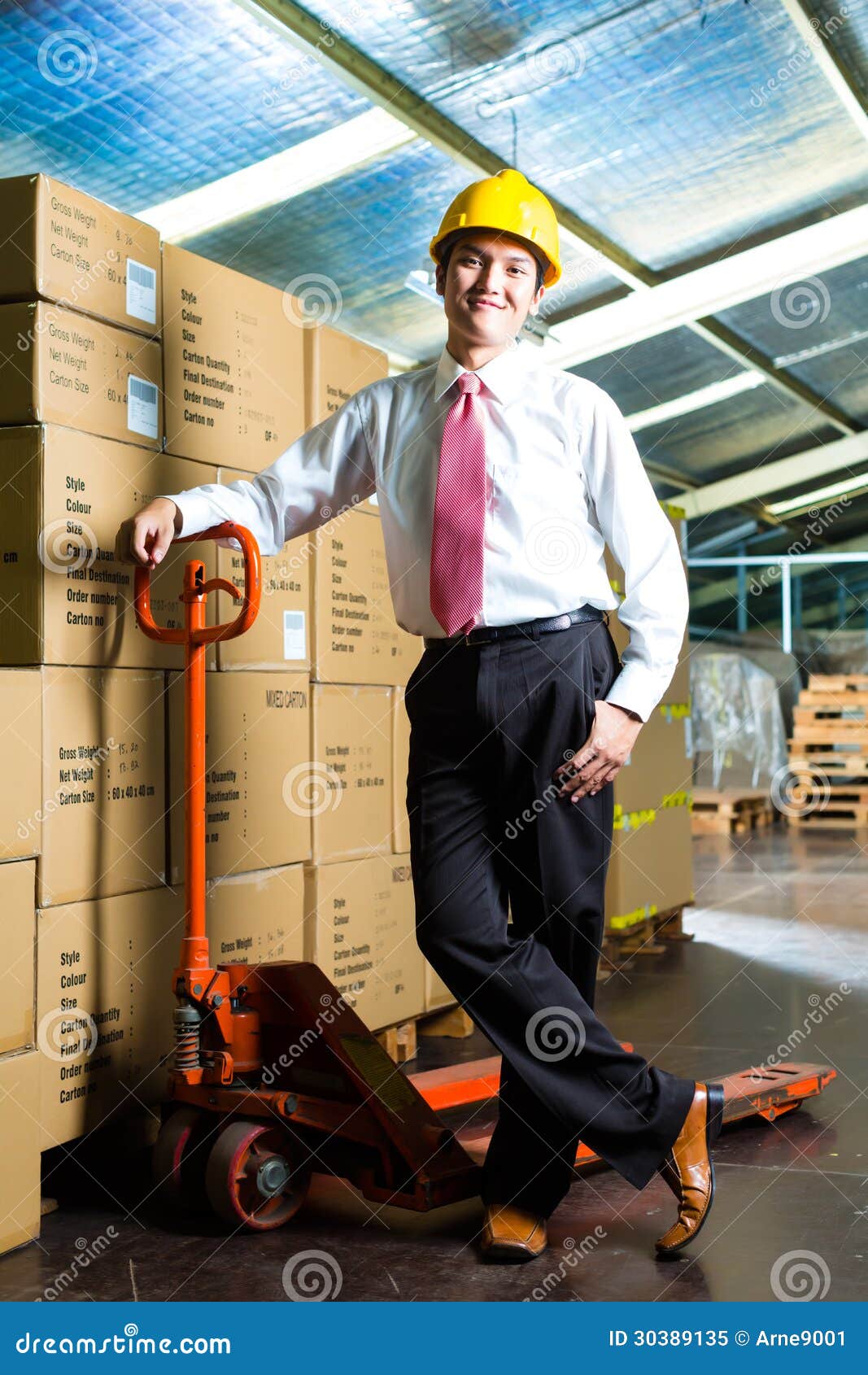 Young Man in Warehouse he is a Manager Stock Image - Image of industry ...