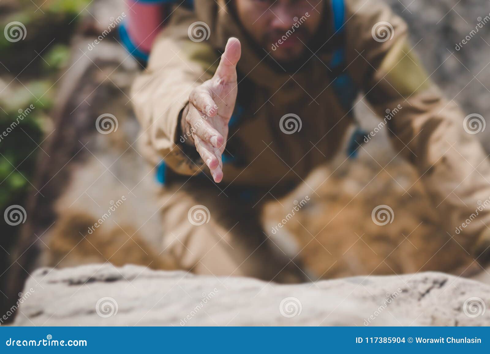 The Young Man Was Reaching for Help. Assistance Concept Stock Photo ...