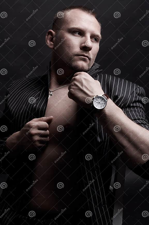 Young man with watch stock image. Image of cool, model - 18387889