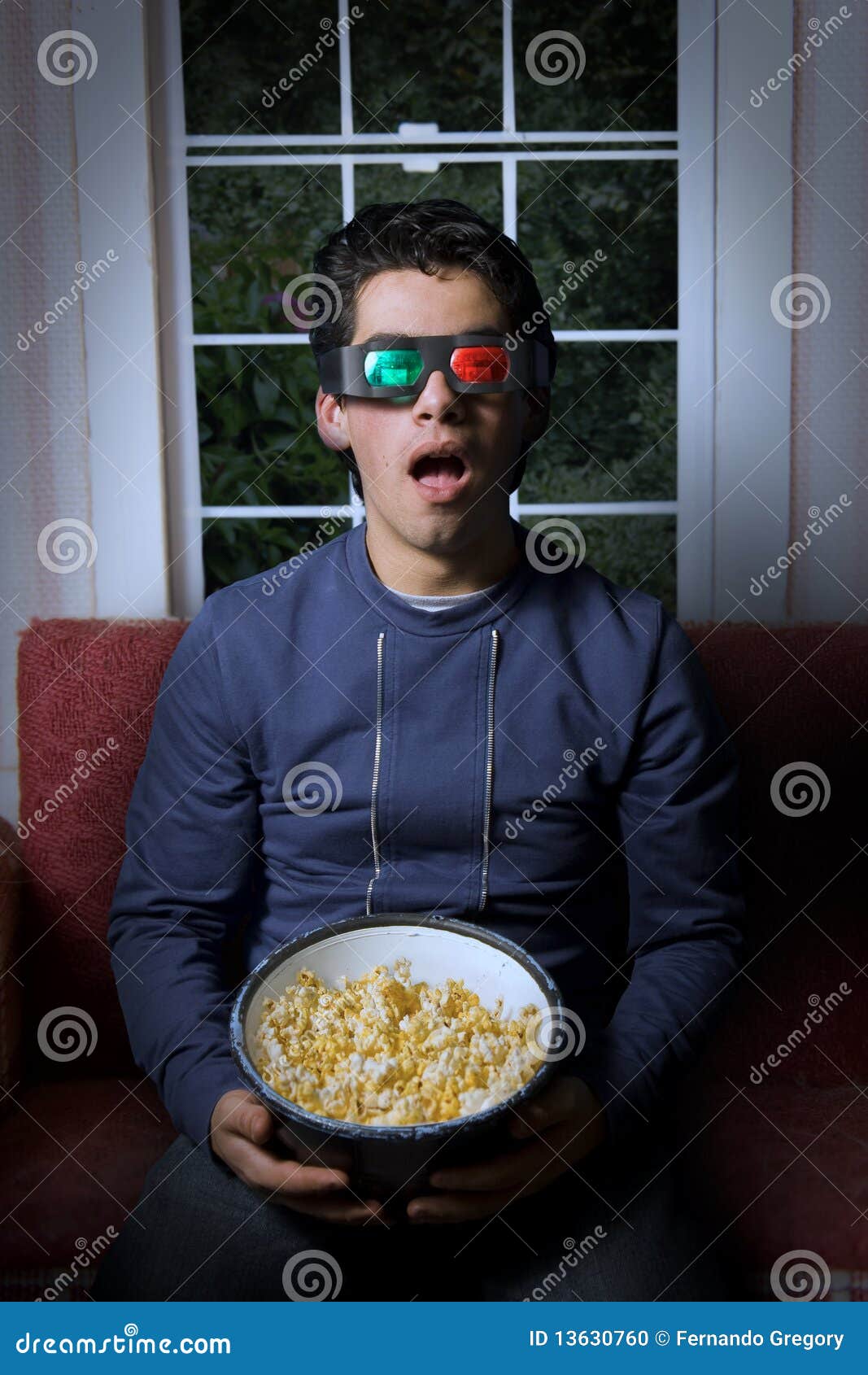 Young Man Watchin 3d Television Stock Photo - Image of lifestyle ...