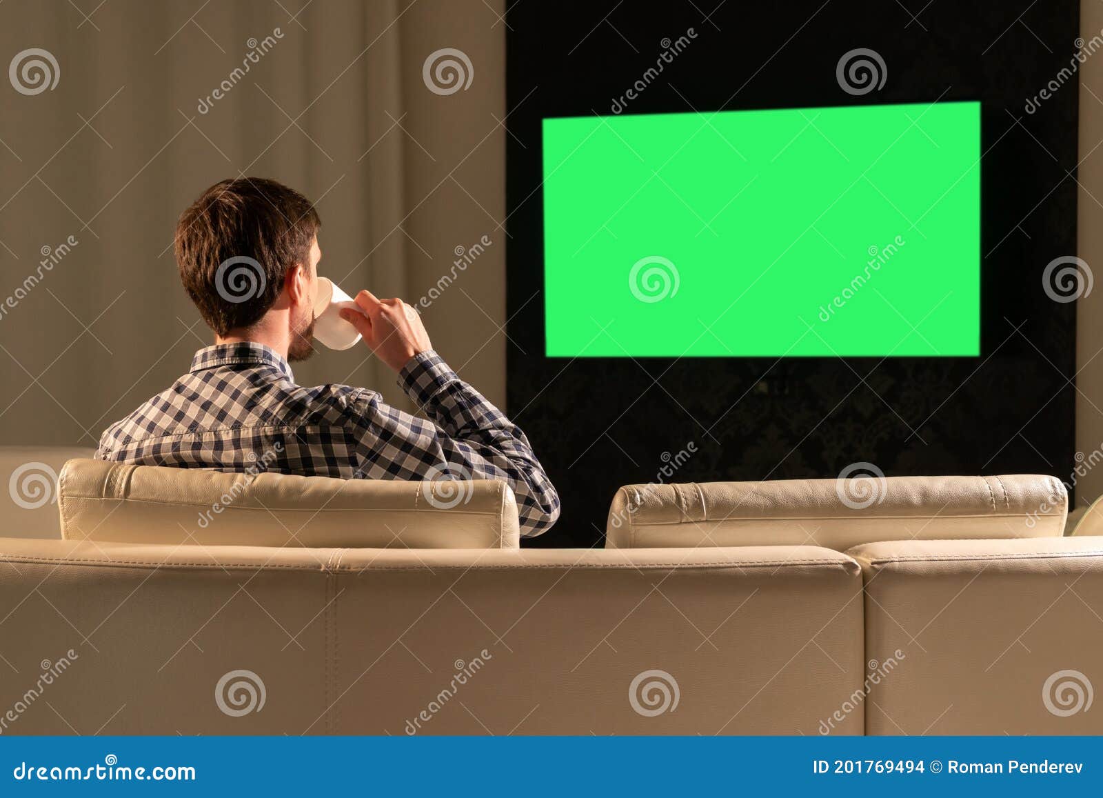 A Young Man is Watching Green Screen Stock Photo - Image of young ...