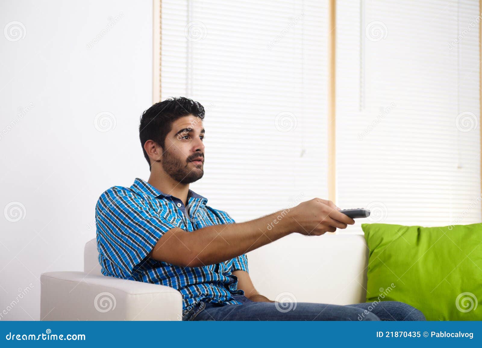 Young Man Watching Television Stock Image - Image of happy, person ...