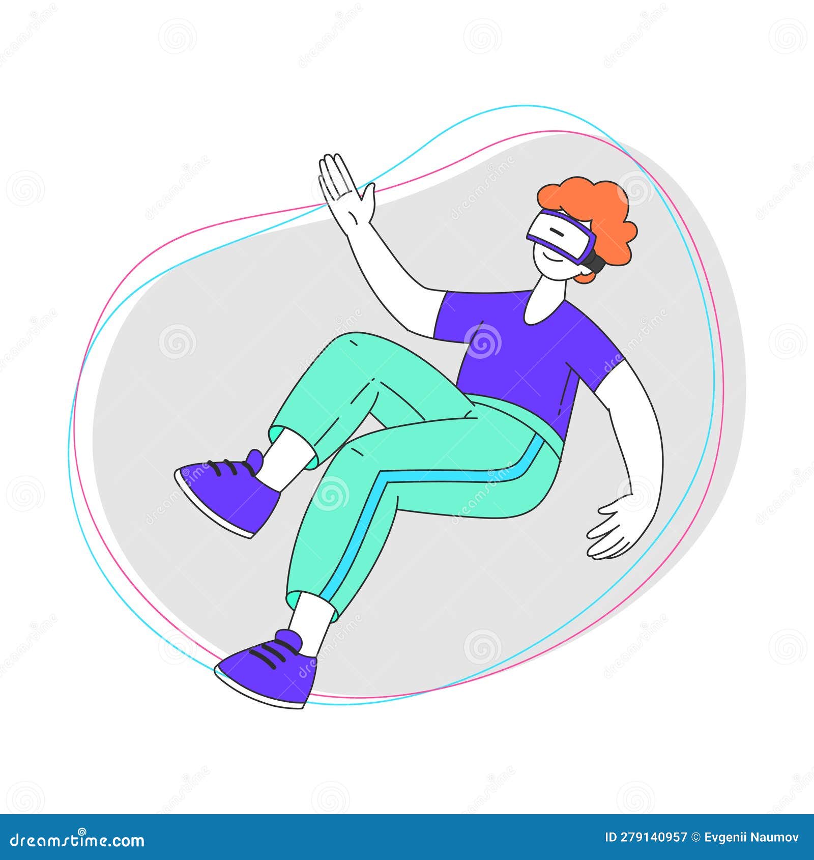 Young Man Wearing Augmented Reality Glasses Floating Vector ...