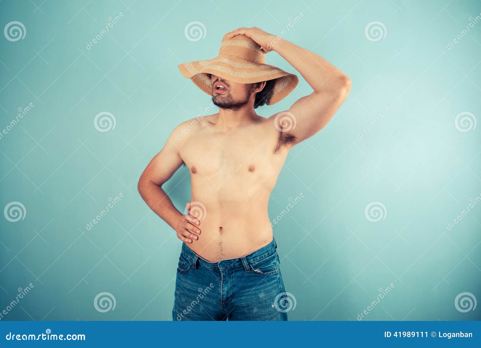 Young Man Wearing a Beach Hat Stock Image - Image of fashion, athletic ...