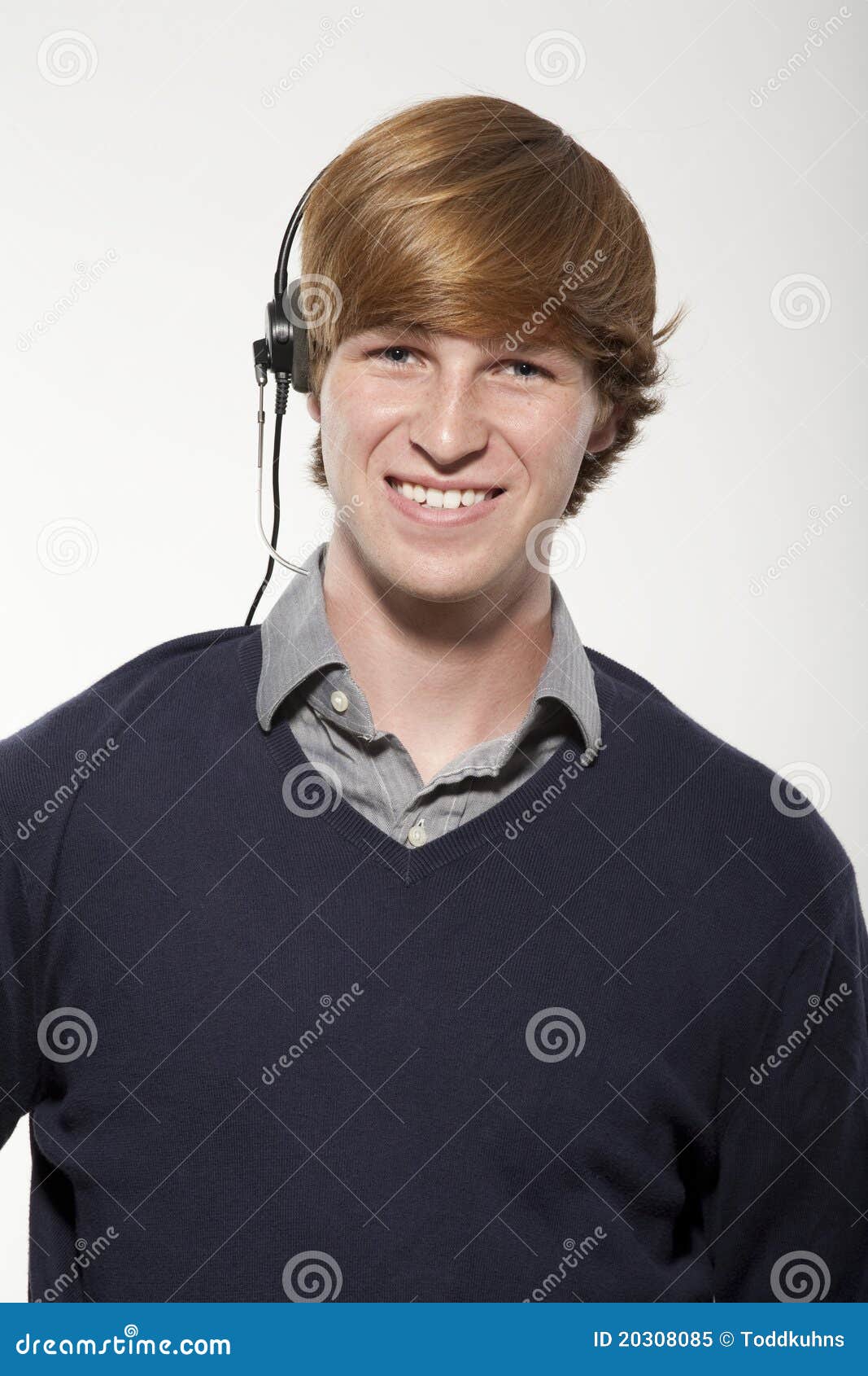 Young Man Wearing a Headset Stock Image - Image of communication ...