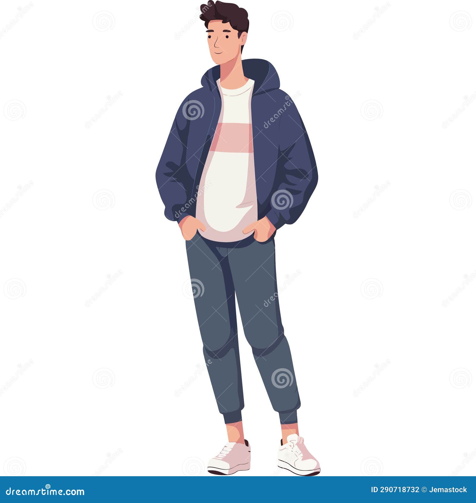Young Man Wearing Jacket Character Stock Illustration - Illustration of ...