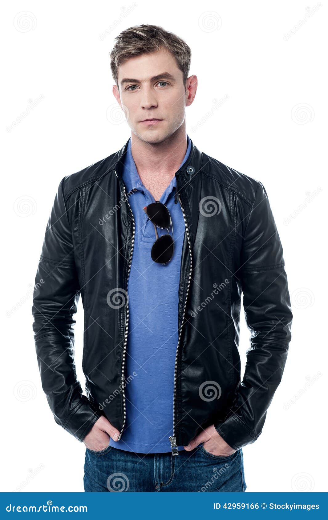 Young Man Wearing Leather Jacket Stock Photo - Image of lithuanian ...