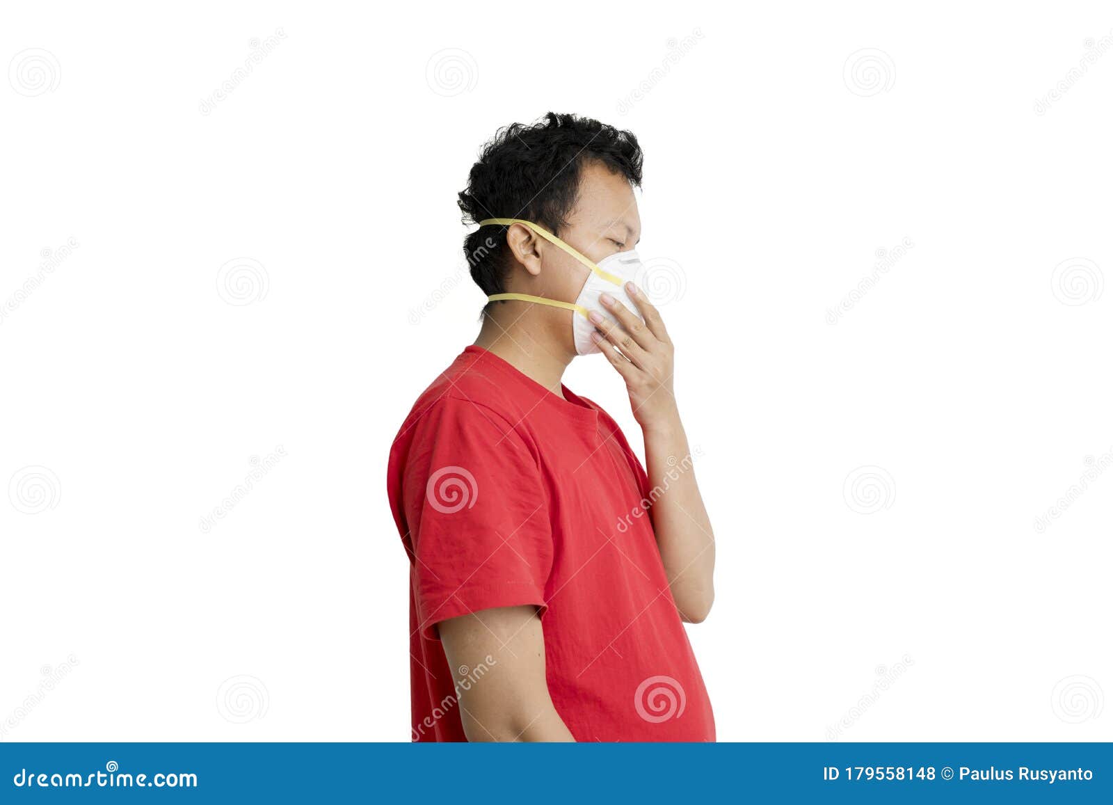 Young Man Wearing Mask in Studio Stock Photo - Image of mask, bacteria ...
