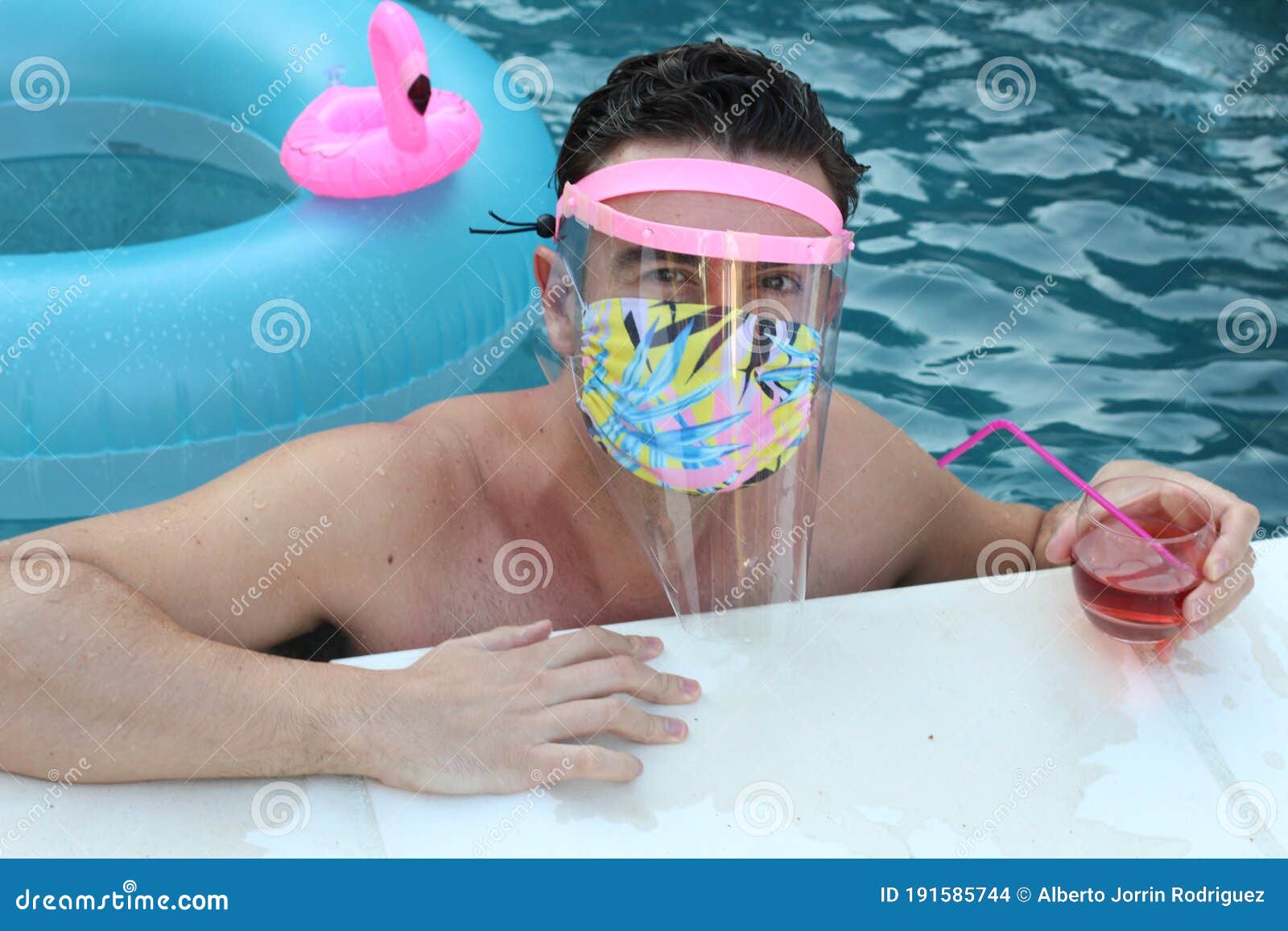 Young Man Wearing PPE in the Pool Stock Photo - Image of protection ...