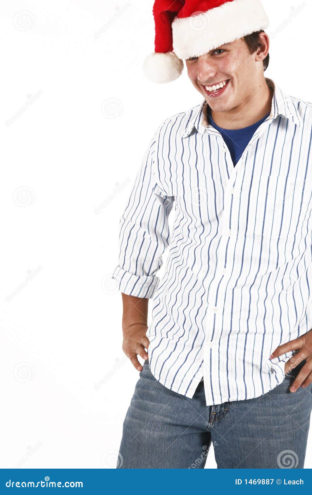 Young Man Wearing Santa Hat Stock Image - Image of strong, celebrate ...