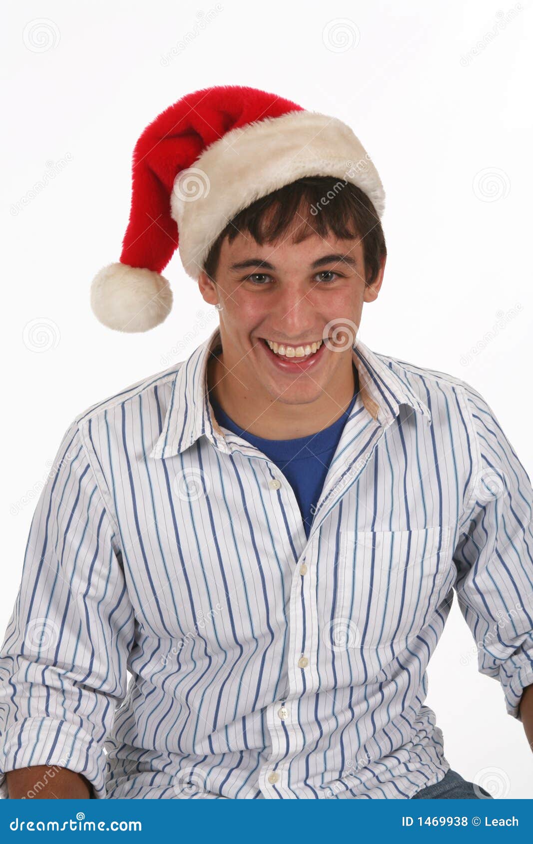 Young Man Wearing Santa Hat Stock Photo - Image of white, celebration ...