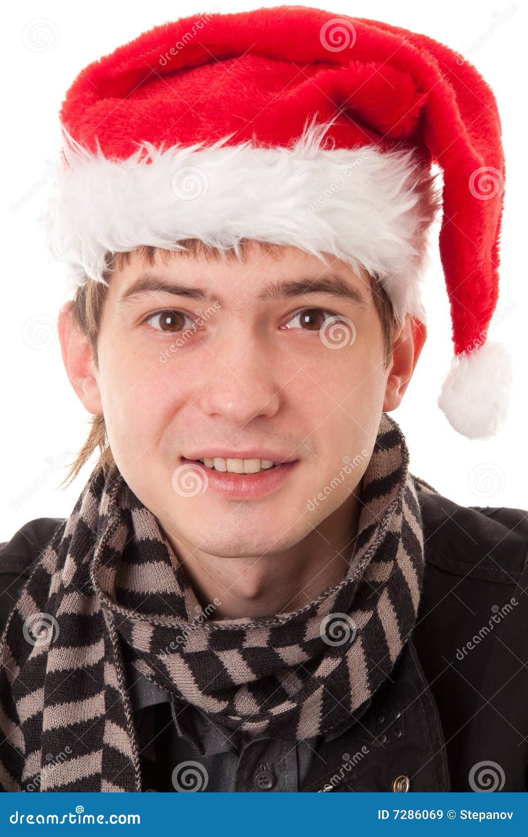 Young Man Wearing Santa Hat Stock Image - Image of people, christmas ...