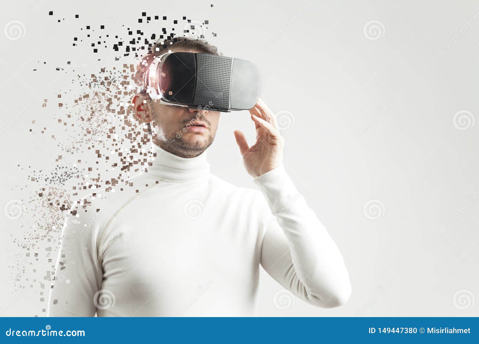 Man Wearing Virtual Reality Goggles Stock Photo - Image of glasses ...