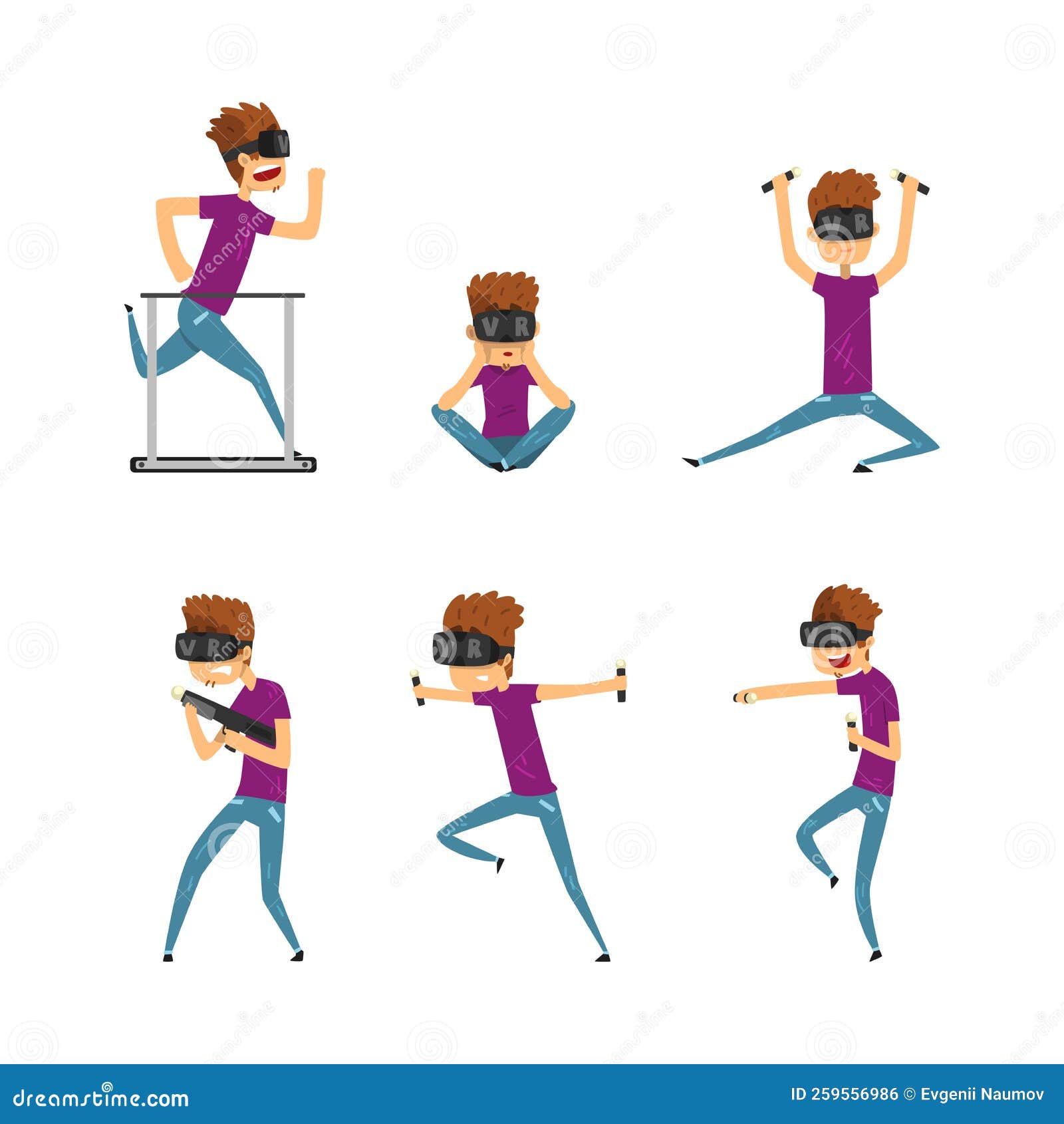 Young Man Wearing VR Glasses Interacting With Invisible Virtual Object ...