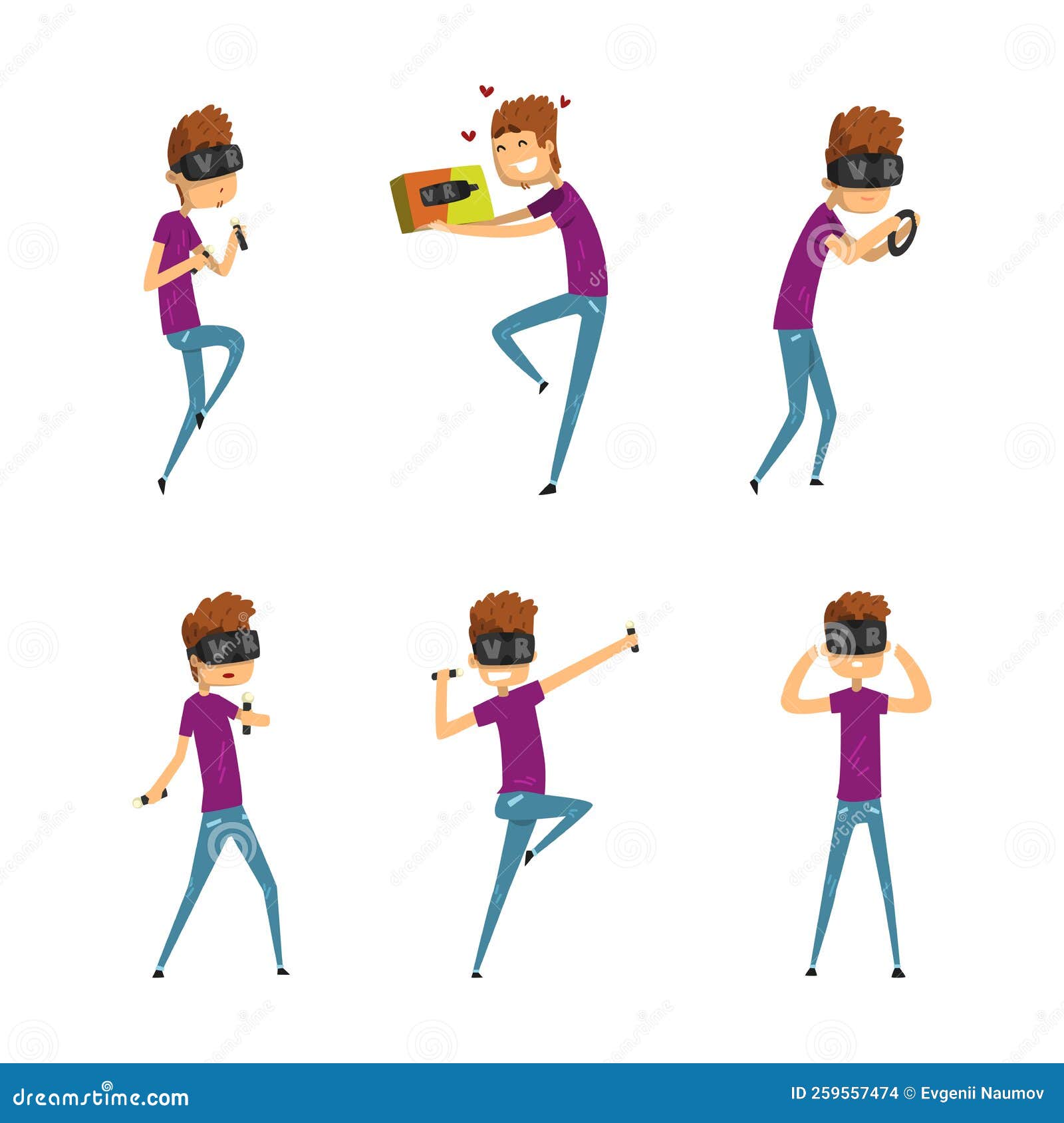 Young Man Wearing VR Glasses Interacting with Invisible Virtual Object ...