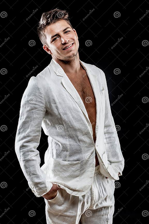 Young Man Wearing White Suit Stock Photo - Image of modern, adult: 35675806