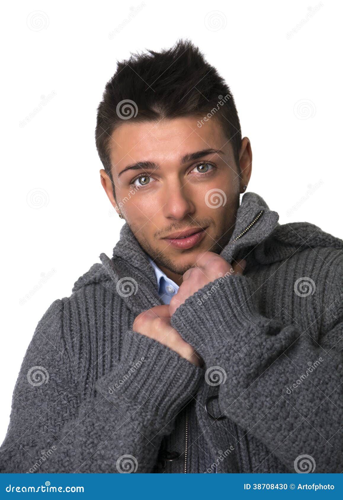 Young Man Wearing Winter Sweater Stock Photo - Image of cheerful ...