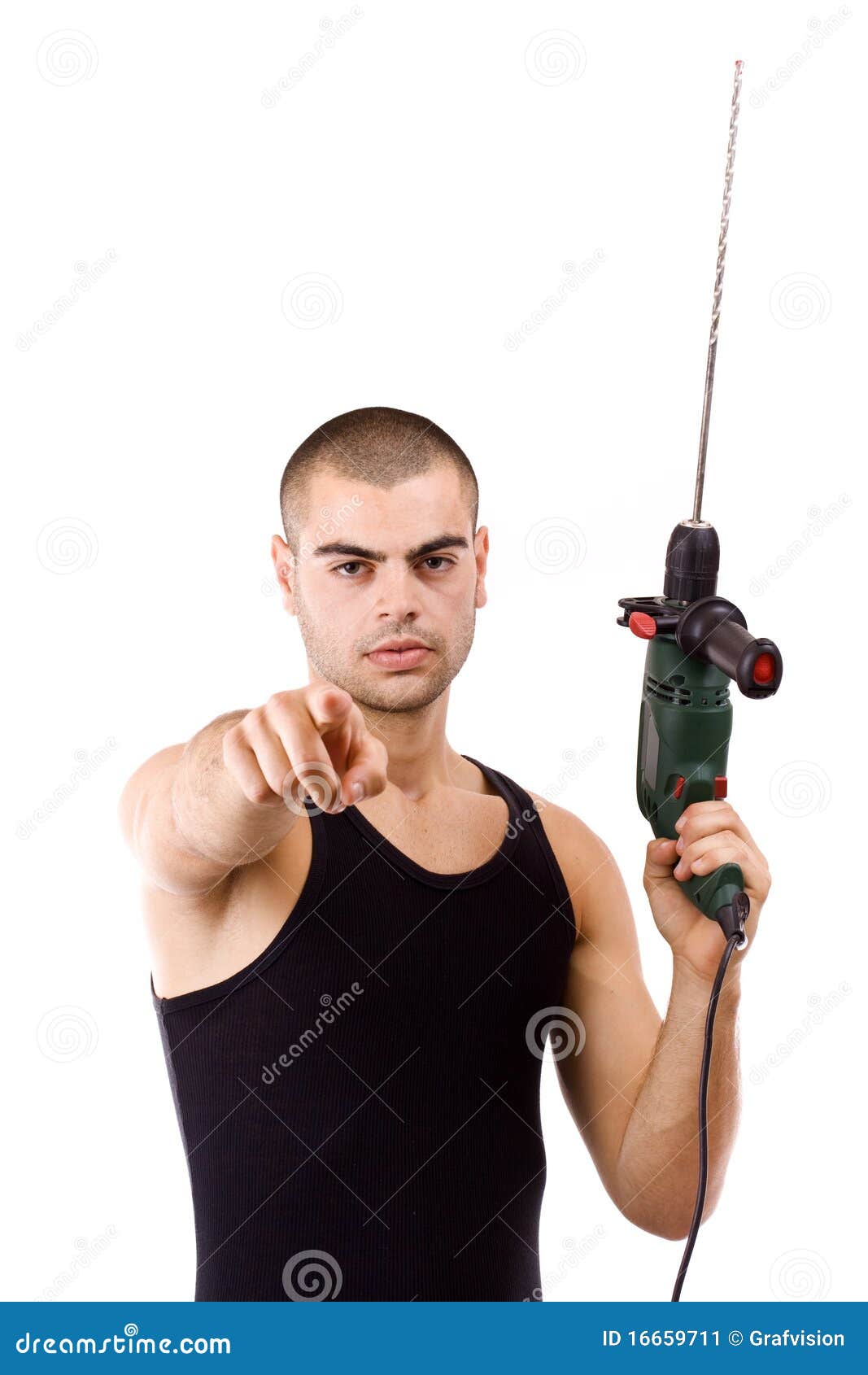 Young Man Whit Drillmachine Stock Image - Image of modern, human: 16659711