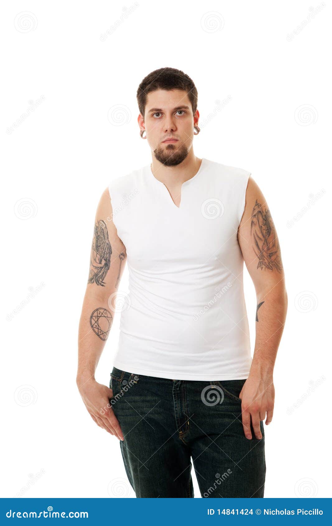 Young Man in White stock photo. Image of studio, person - 14841424