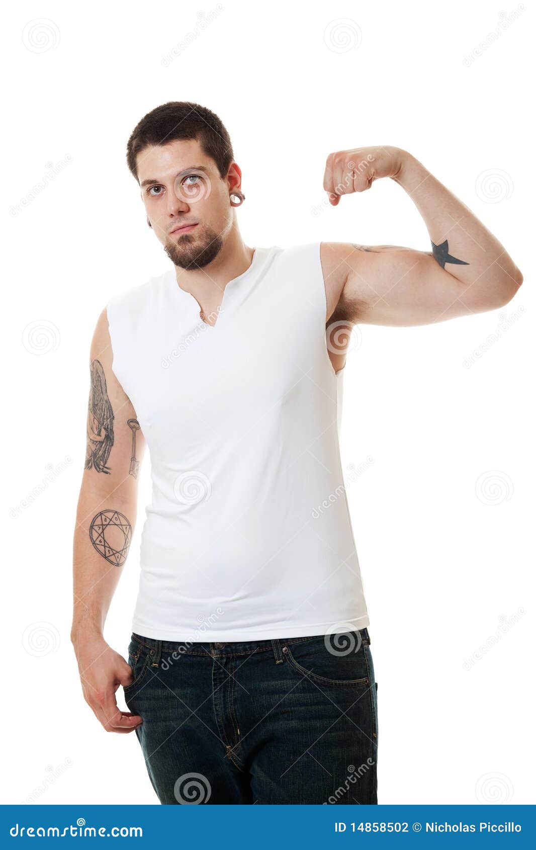 Young Man in White stock photo. Image of white, adult - 14858502