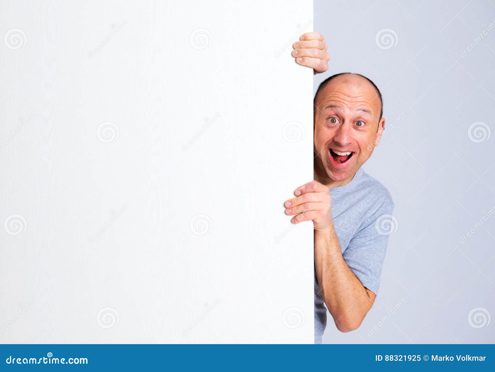 Young Man with a White Advertising Board Stock Image - Image of copy ...