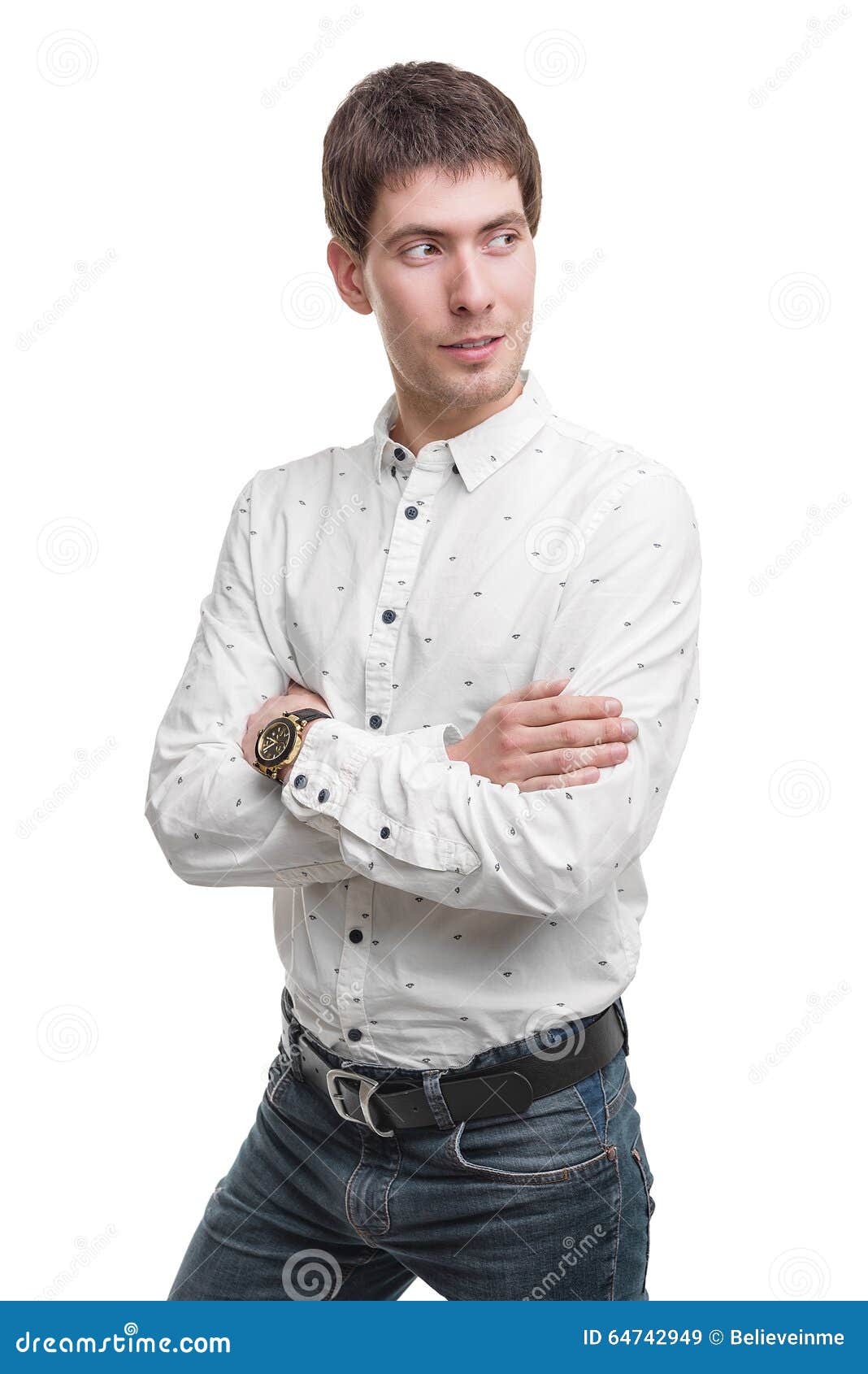 Young man in white shirt stock image. Image of alone - 64742949