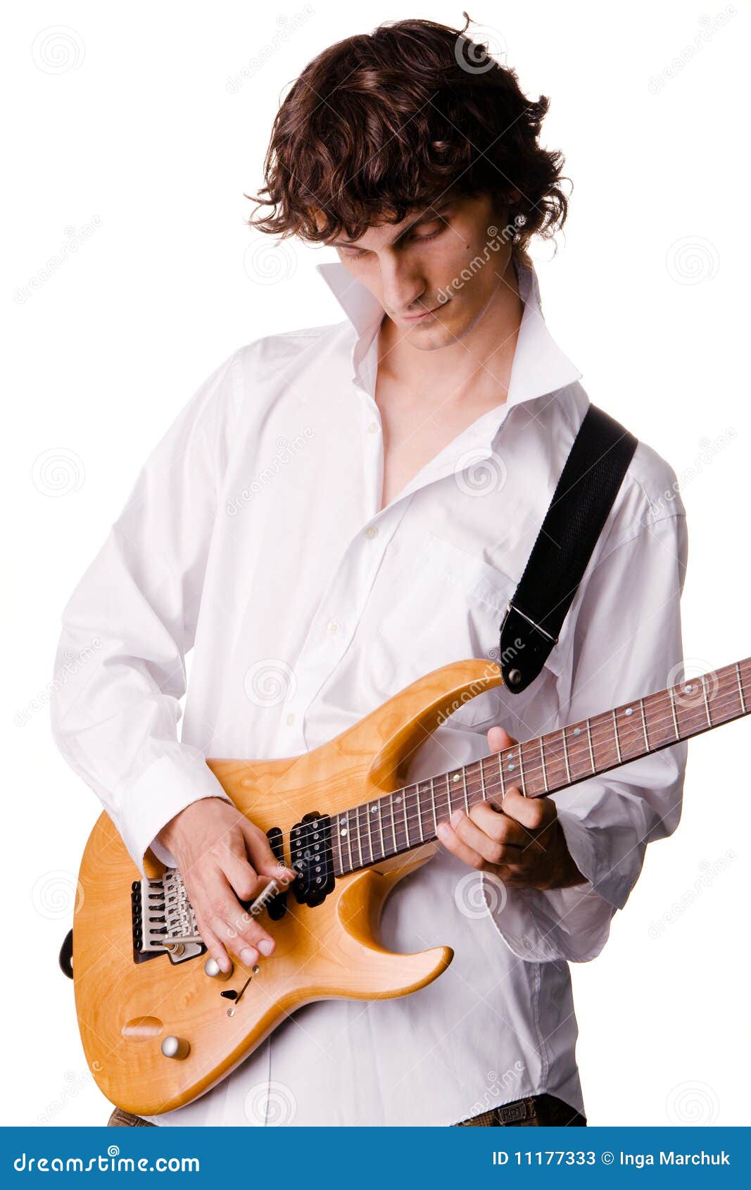 Young Man in White Shirt Playing Electric Guitar Stock Image - Image of ... Young Man in White Shirt Playing Electric Guitar Stock Image - Image of ...