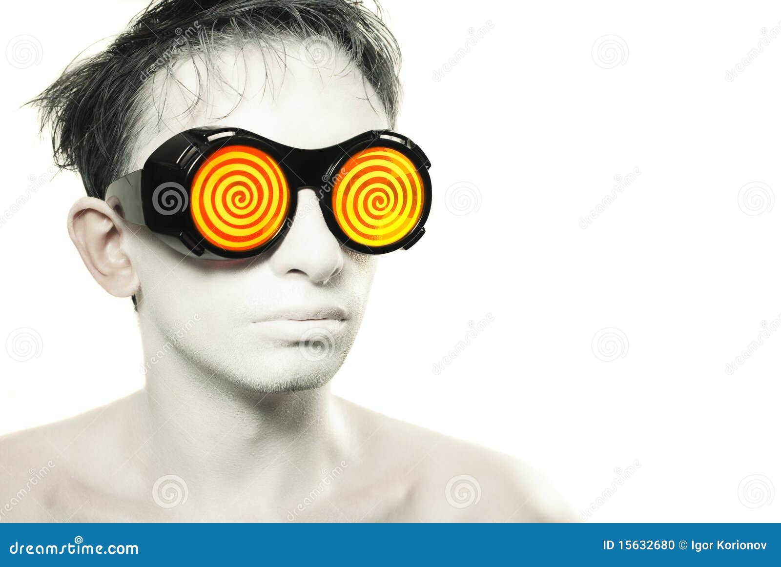 Young Man with White Skin in Strange Glasses Stock Photo - Image of ...