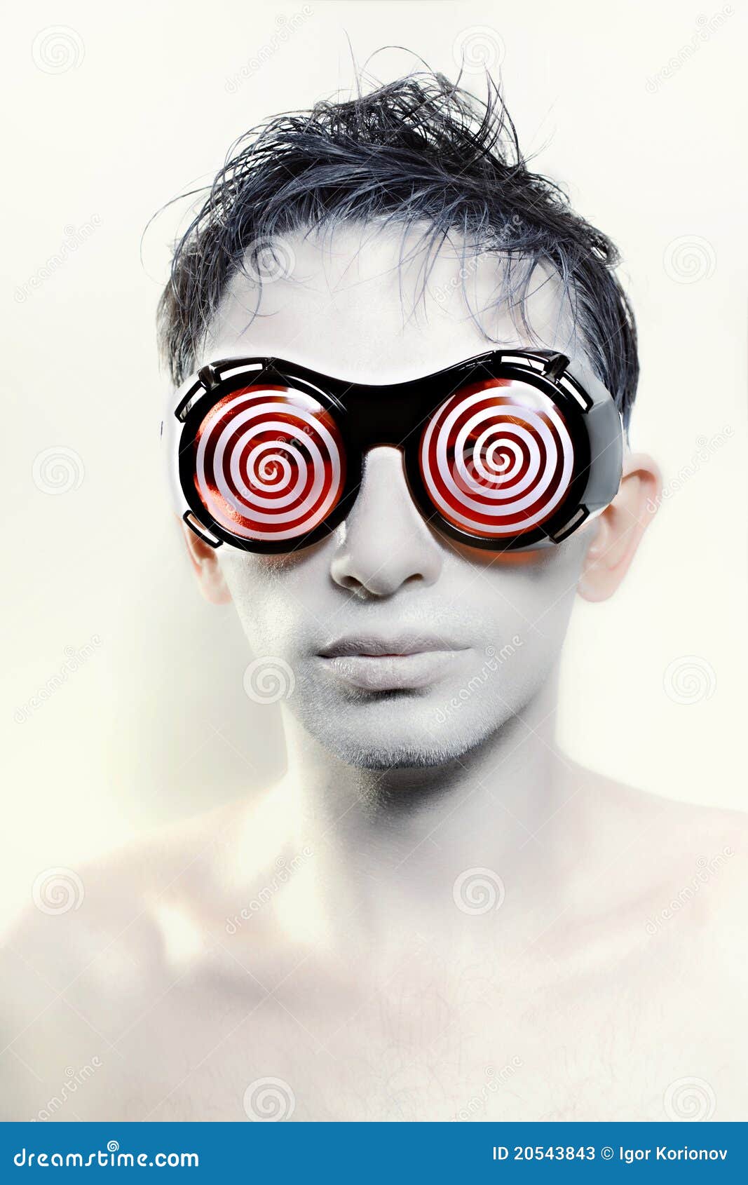Young Man with White Skin in Strange Glasses Stock Image - Image of ...
