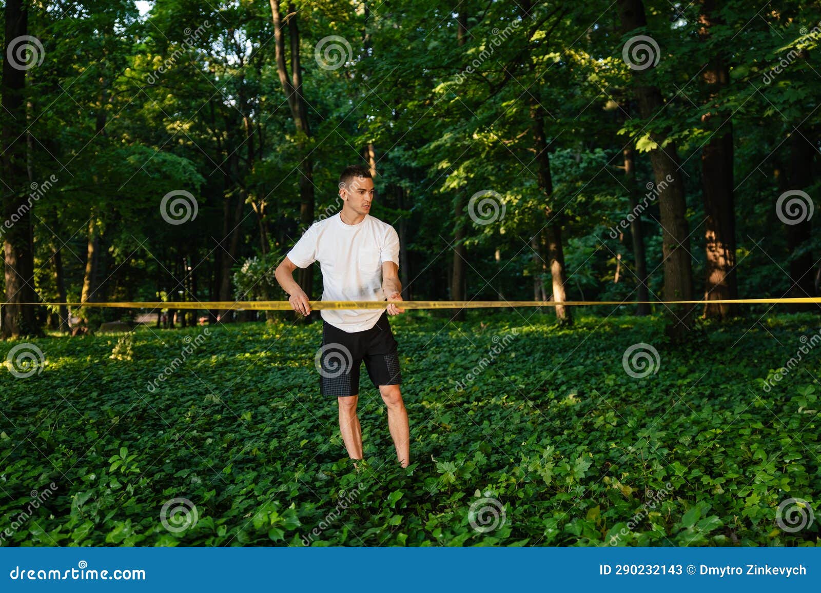Young Man in White Tshirt Walking on the Rope Stock Image - Image of ...