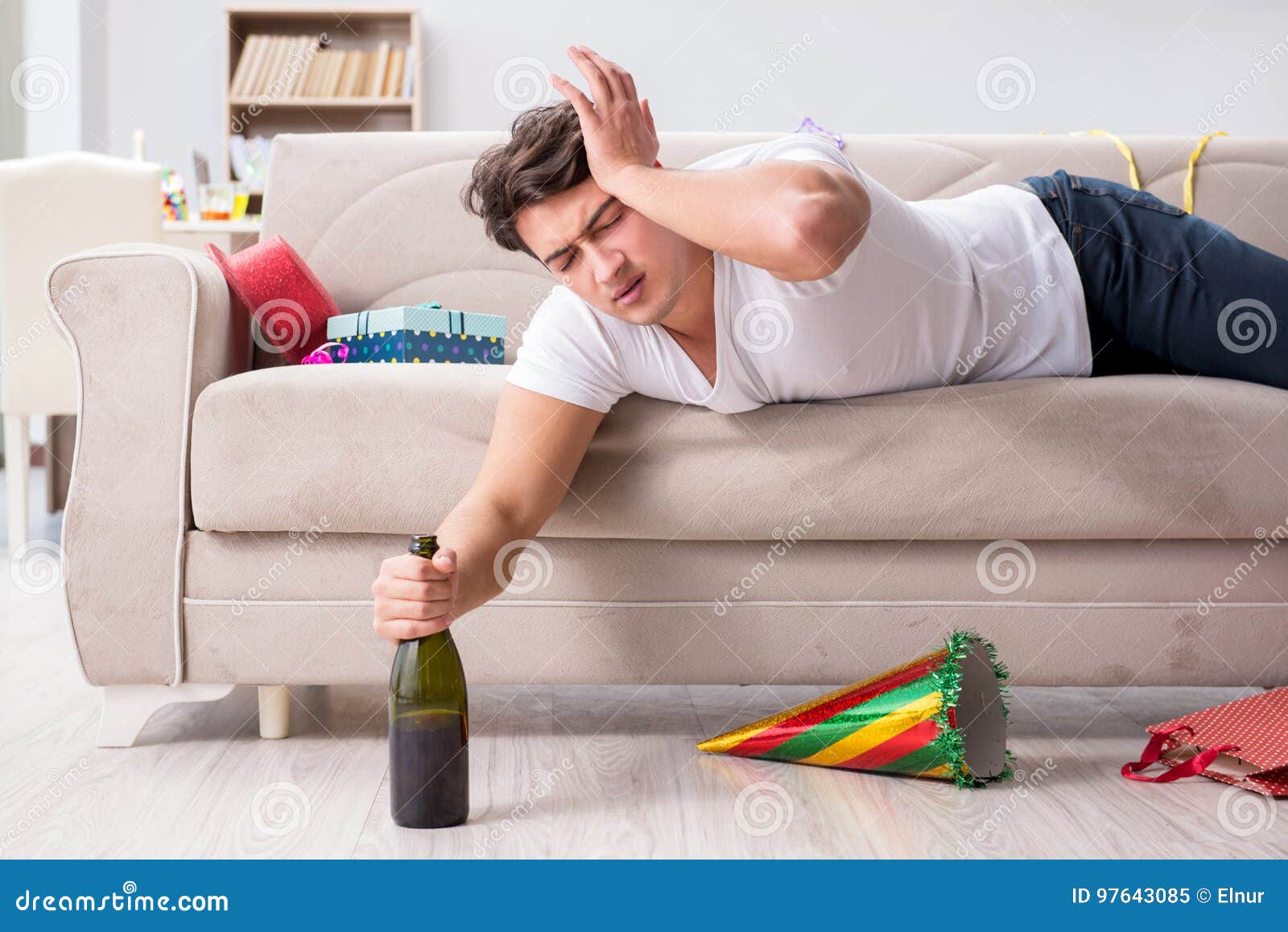 The Young Man after the Wild Christmas Party Stock Image - Image of ...