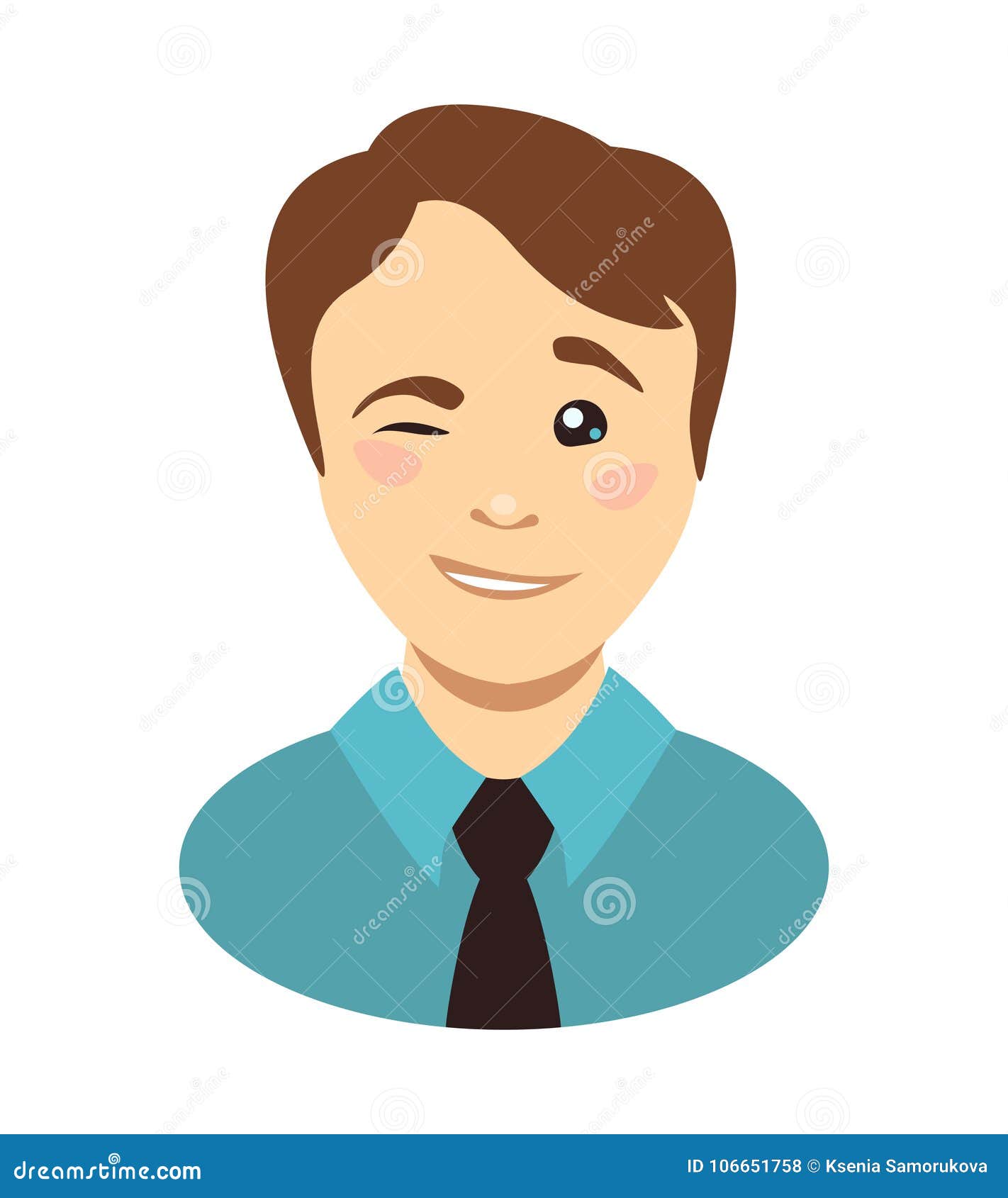 Young Man Wink. Flat Illustration Stock Vector - Illustration of eyes ...