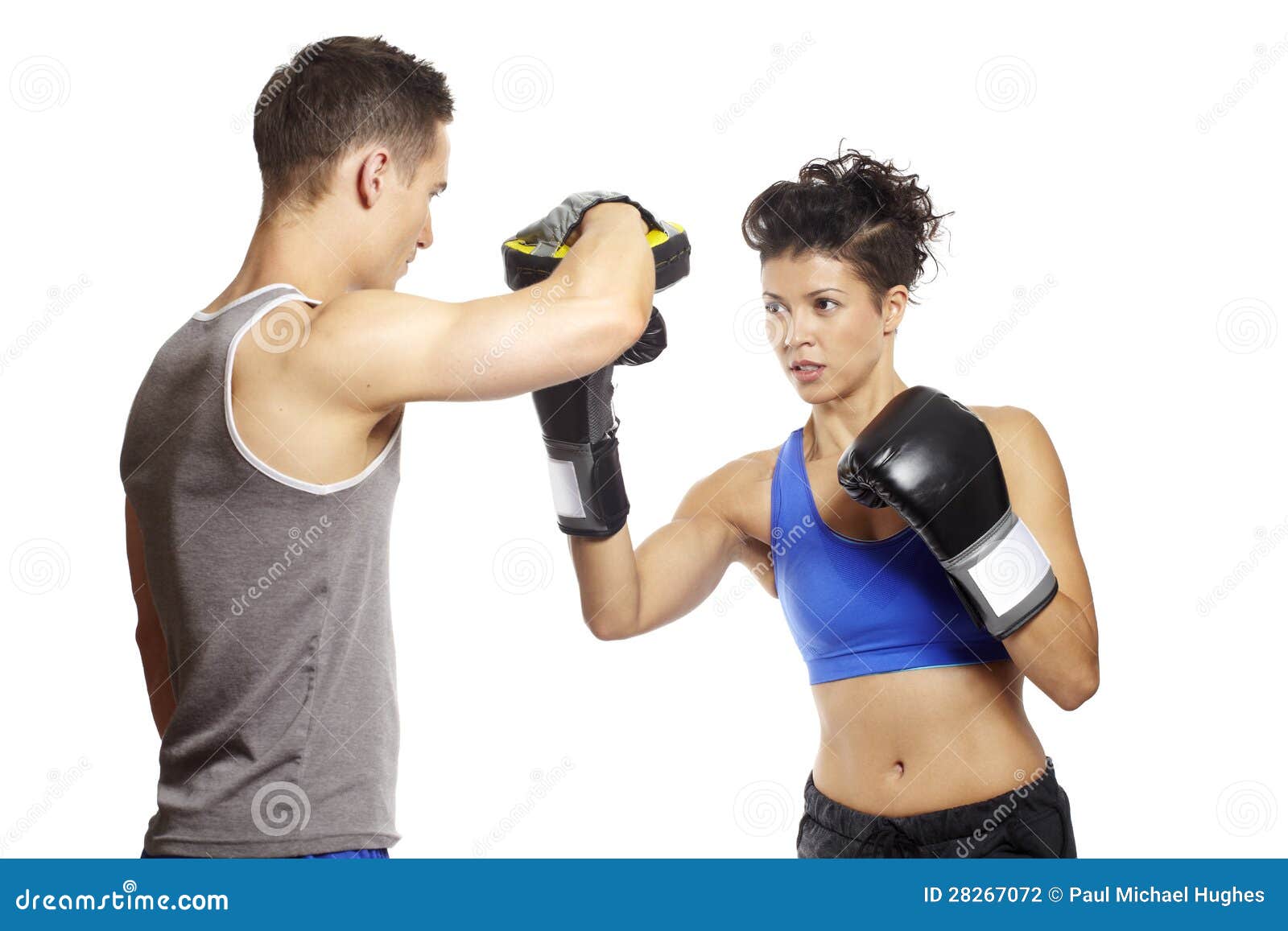 Young Man and Woman Boxing Sparring Stock Photo - Image of movement ...