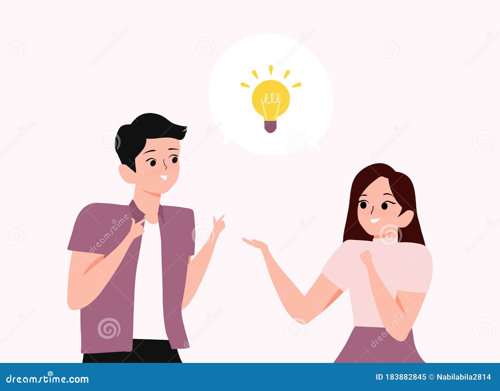 Young Man and Woman Have and Discuss an Idea. Youth People Having ...